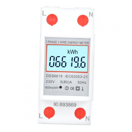 AMONIDA Single-phase Energy Meter, DDS6619-006 Single-Phase Energy Meter DIN Rail 2P Power Meter ...