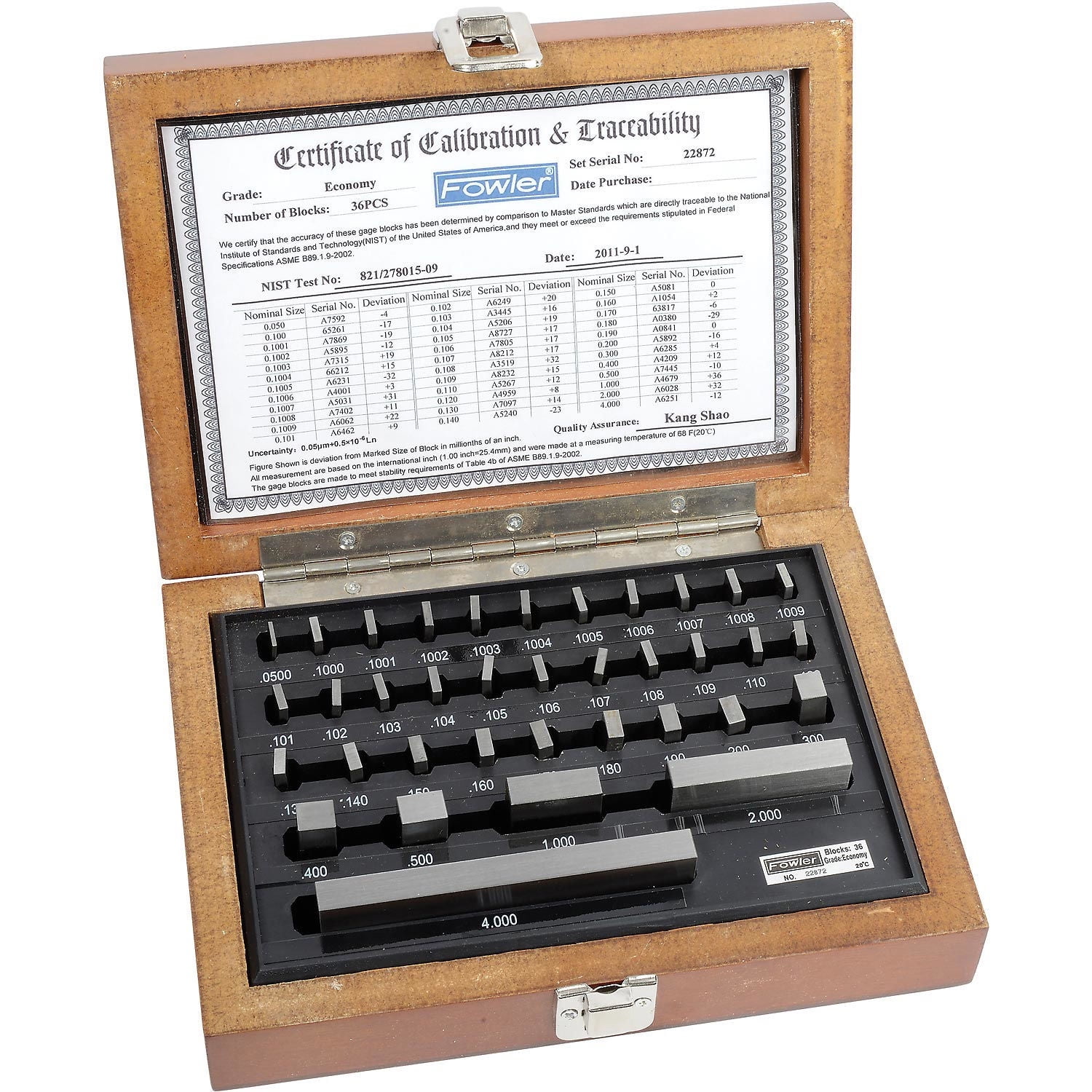 Fowler 53-672-036-0 Shop-Blox Rectangular Gage Block Set - 36 Piece ...