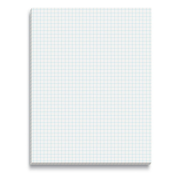 Graph Paper Pad, 8.5" x 11", 50 Sheets, Double Sided, White, 4x4 Blue ...