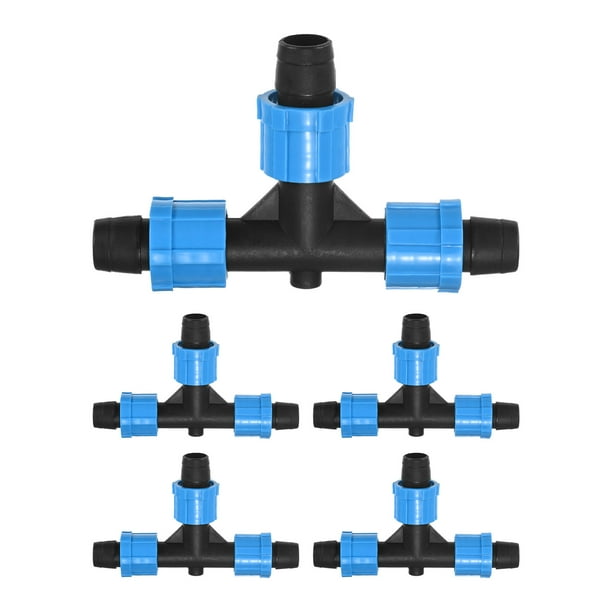 Uxcell Paquete de 5 Tubos de Riego de Cinta de Goteo TEE de 3 Vías, para Acoplamiento de Riego ...
