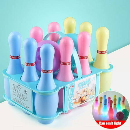 Kids Light Up Bowling Set Includes 10 Pins and Bowling Pins Toy 2 Ball ...