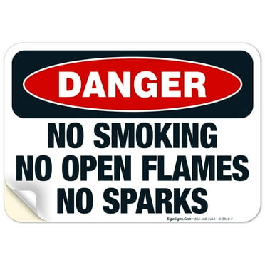 No Smoking Or Open Flame Sign, OSHA Danger Sign, 24x36 Corrugated ...