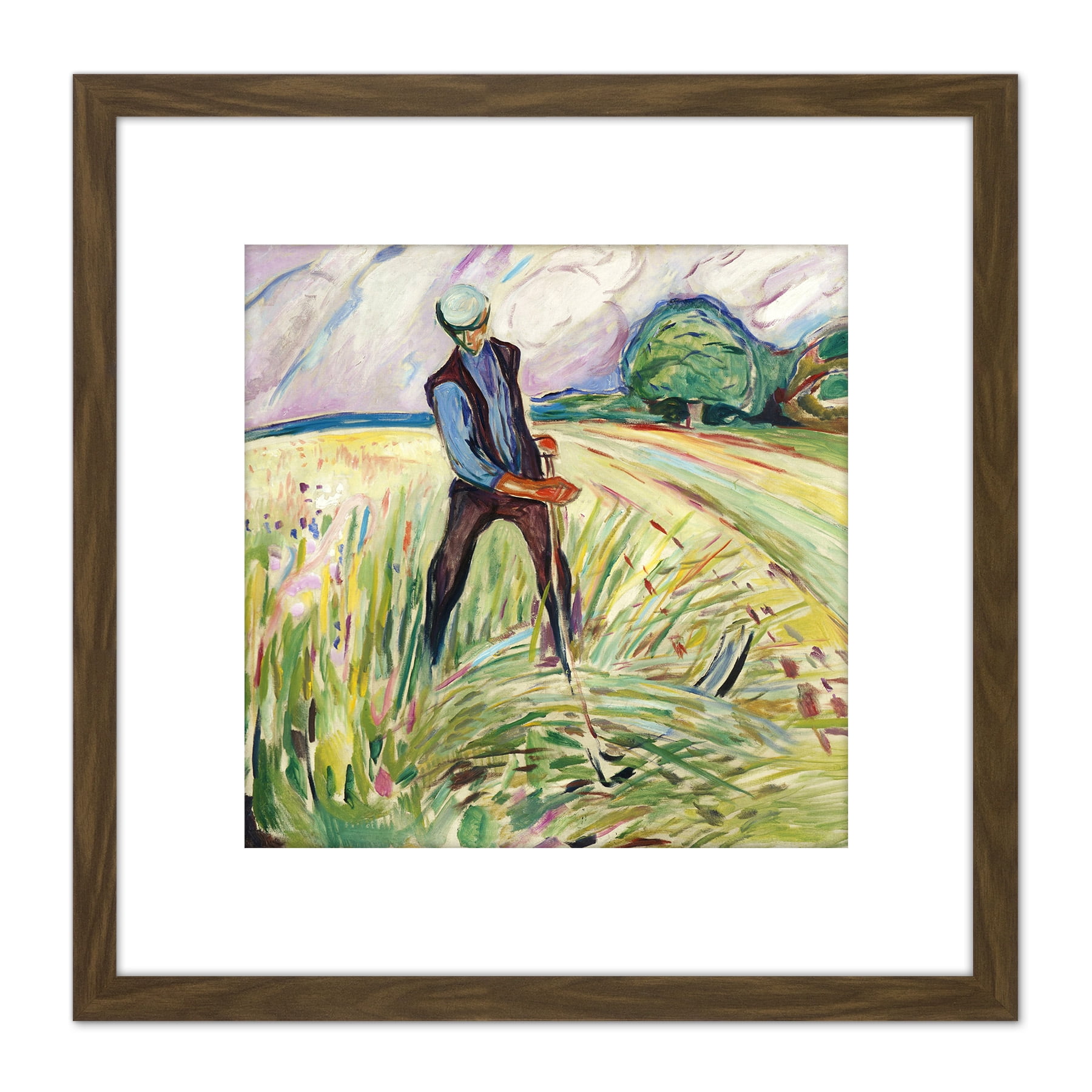 Edvard Munch The Haymaker Painting 8X8 Inch Square Wooden Framed Wall ...