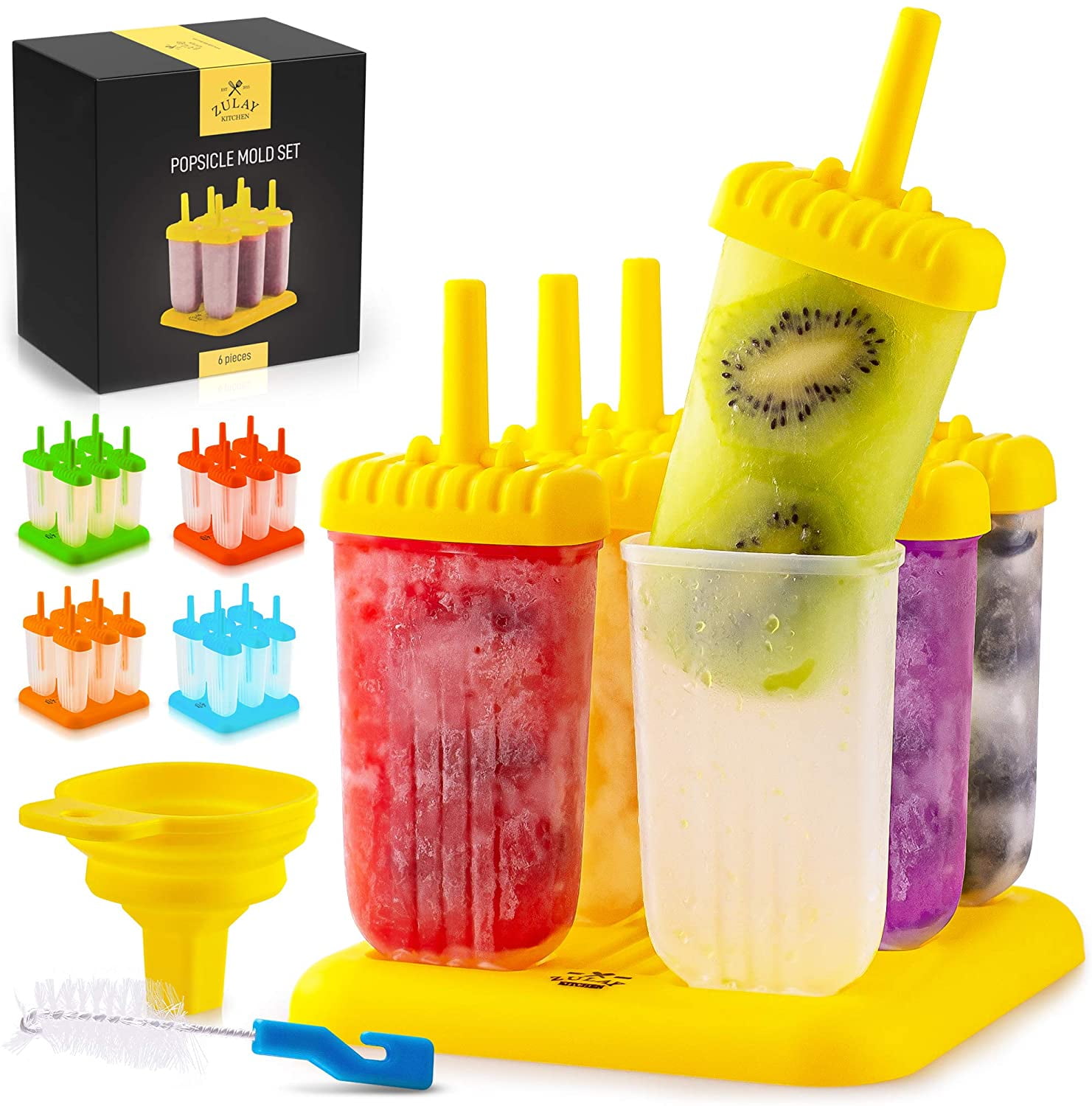 Zulay Kitchen Set of 6 Reusable Ice Pop Makers - Yellow - Walmart.com