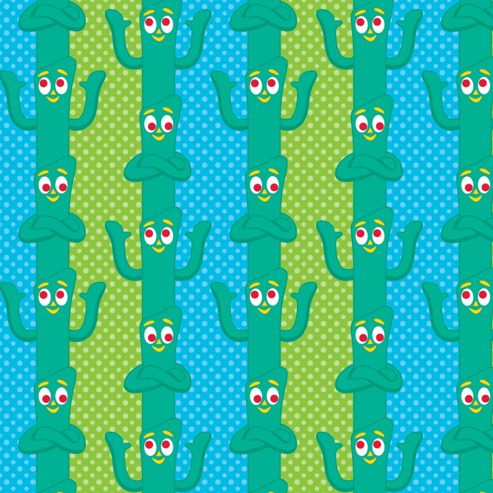 Gumby Fun Blue Green Polka Dots Pattern Premium Roll Gift Wrap Wrapping ...