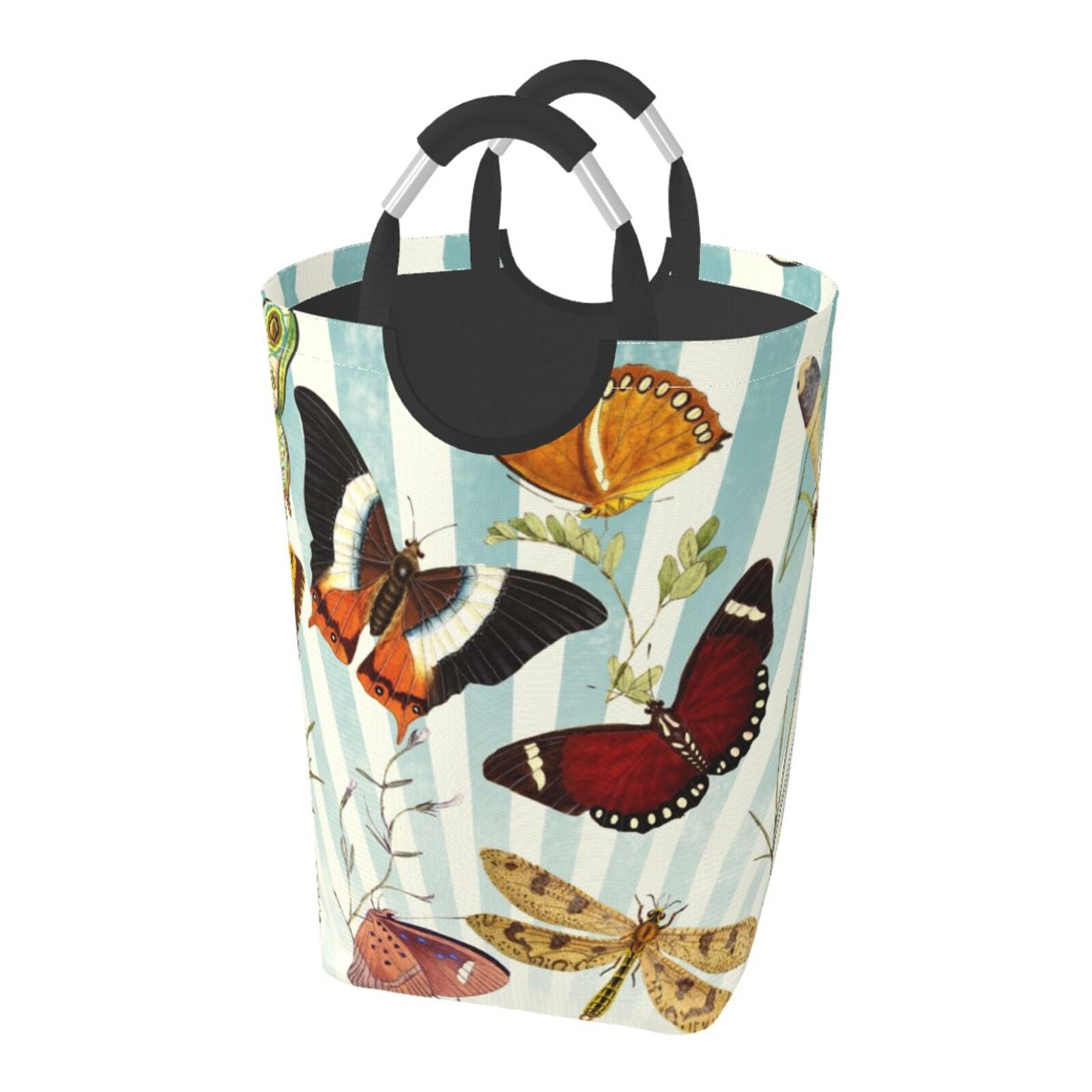 XMXT Large Collapsible Laundry Hamper, Butterfly Dragonfly Insect Print ...