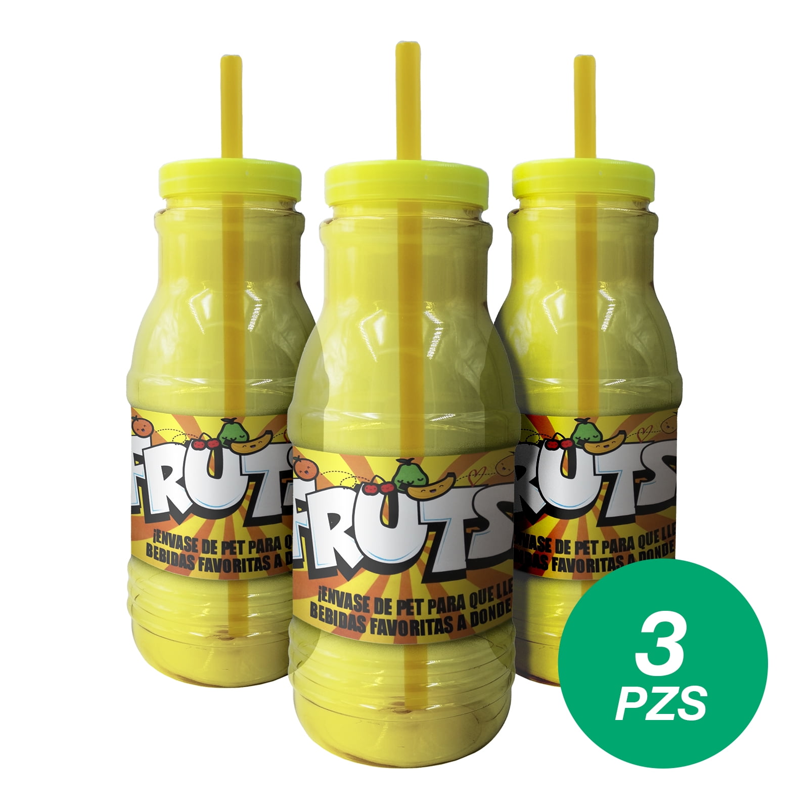 3 Botella/Dulcero Fruitsi Color Amarillo 1.3 Litros -Farvisan | Bodega ...