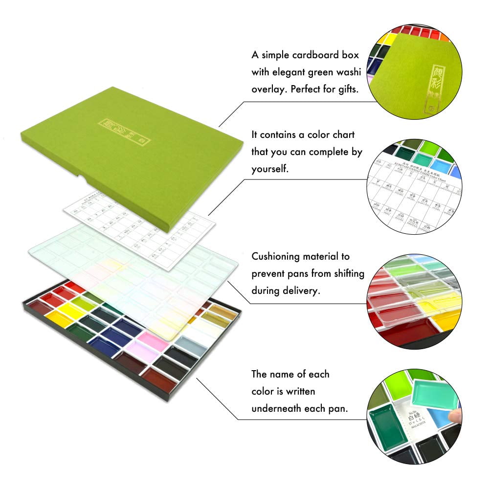 Zig Kuretake Gansai Tambi 48 Color Set-Assorted Colors 9.5 X 11.75