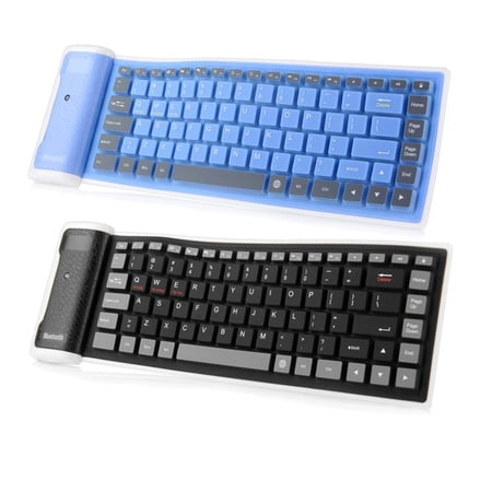 Wireless Bluetooth Keyboard Rechargeable Foldable Silicone Water, Dust ...