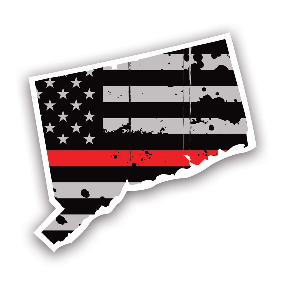 Distressed Thin Red Line Connecticut State Shaped Subdued US Flag ...