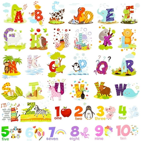 9 Pieces Alphabet Window Clings for Kids Nursery Stickers Letter Window ...