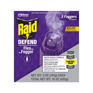 Raid Flea Killer Plus Fogger, Room Treatment Flea Bomb Kills up to 4 ...
