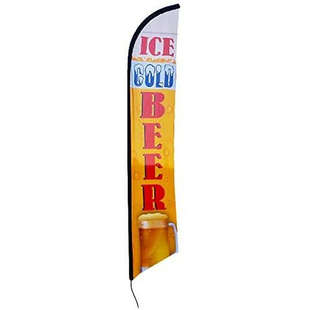 Ice Cold Beer Feather Banner Swooper Flag - NO WIND REQUIRED ...