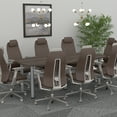 8 Person Arc Boat Shaped Powered Conference Table Silver Post Legs ...