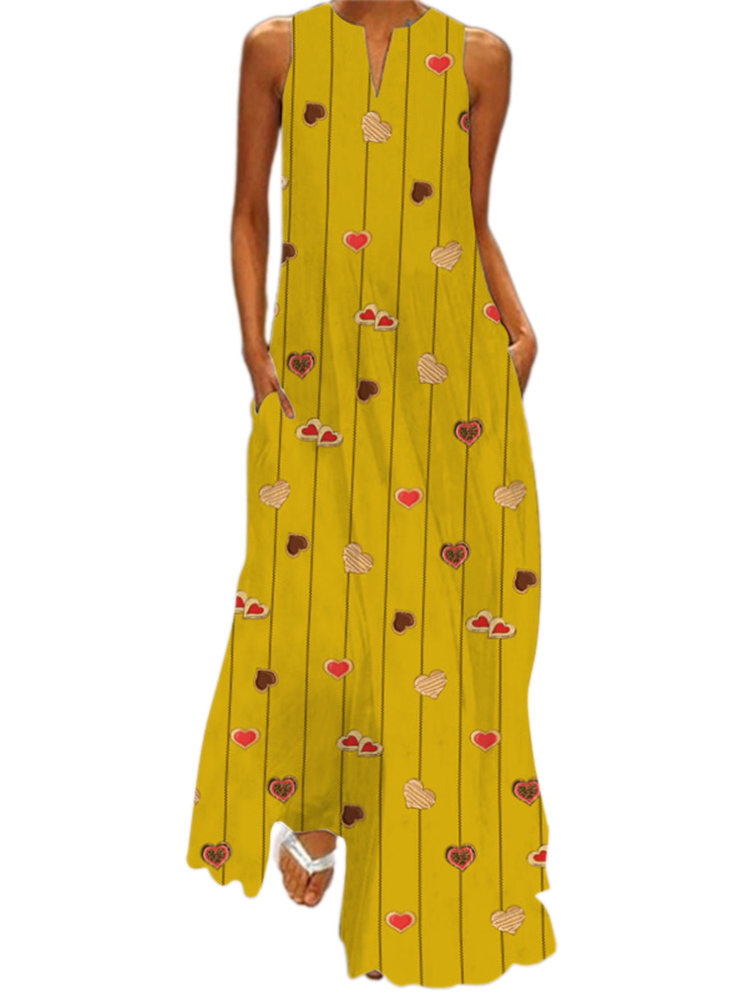 Sexy Dance Womens Summer Maxi Dress Casual Loose Sleeveless Long Dress