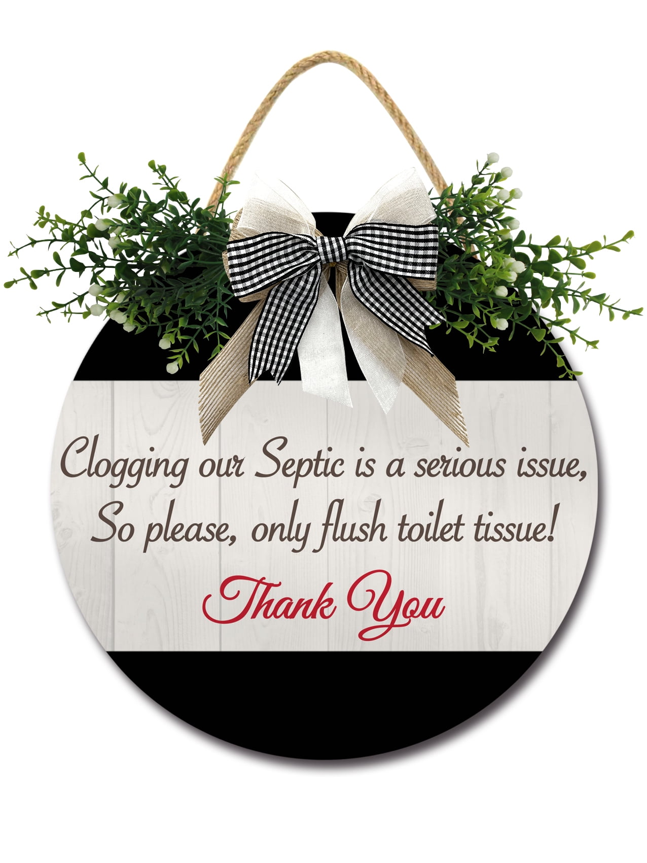 Farmhouse Bathroom Wall Decor - Rustic Framed Round Wooden Sign ...