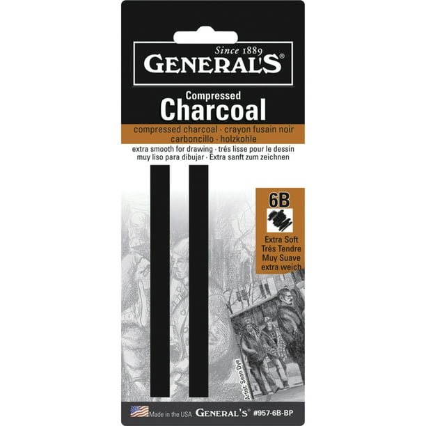 General Pencil Compressed Charcoal Set, 6B, Soft, 2/Pkg. - Walmart.com