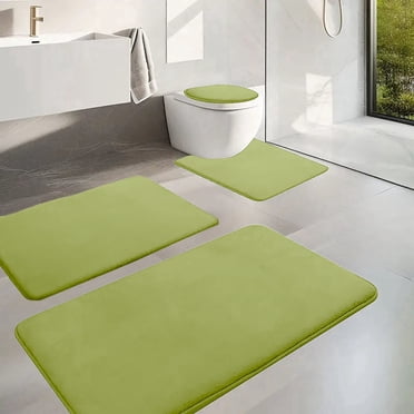 Soft Dark Foam Bath Mat 4 Set Bathroom Rugs, Non-slip Thick Toilet Mats ...