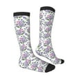Zufioo Violets Flowers Print Long High Thigh Socks Knee-High Warm Stocking Women Boot Sock Leg ...