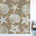 Beige Coastal Window Privacy Film, Starfish Shell Ocean Nautical ...
