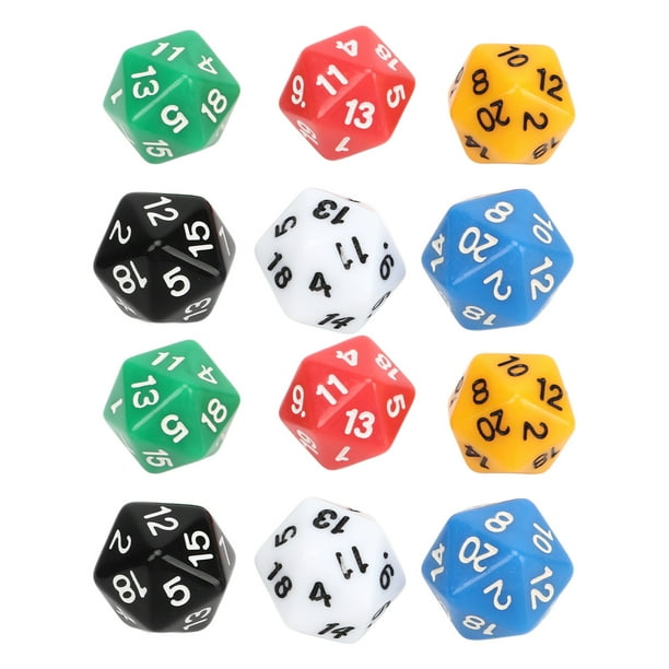 Juego de dados de 12 piezas, juego de dados de plástico de 20 caras de ...