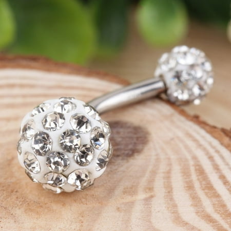Barbell Rhinestone Crystal Body Jewelry Piercing Navel Belly Button ...