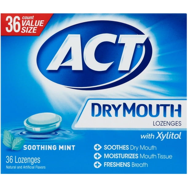 ACT Dry Mouth Soothing Mint Lozenges 36 ea (Pack of 2) - Walmart.com