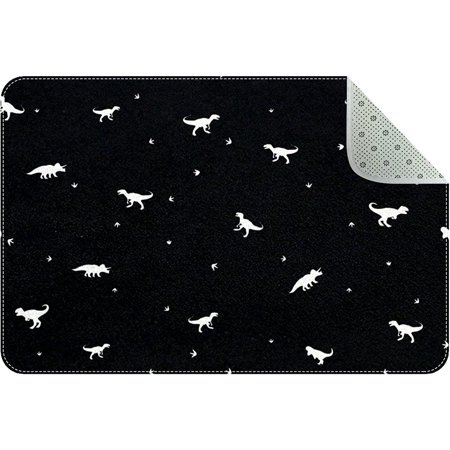 Black Dinosaurs and Paws Indoor Door Mat for Home Entrance Floor for ...