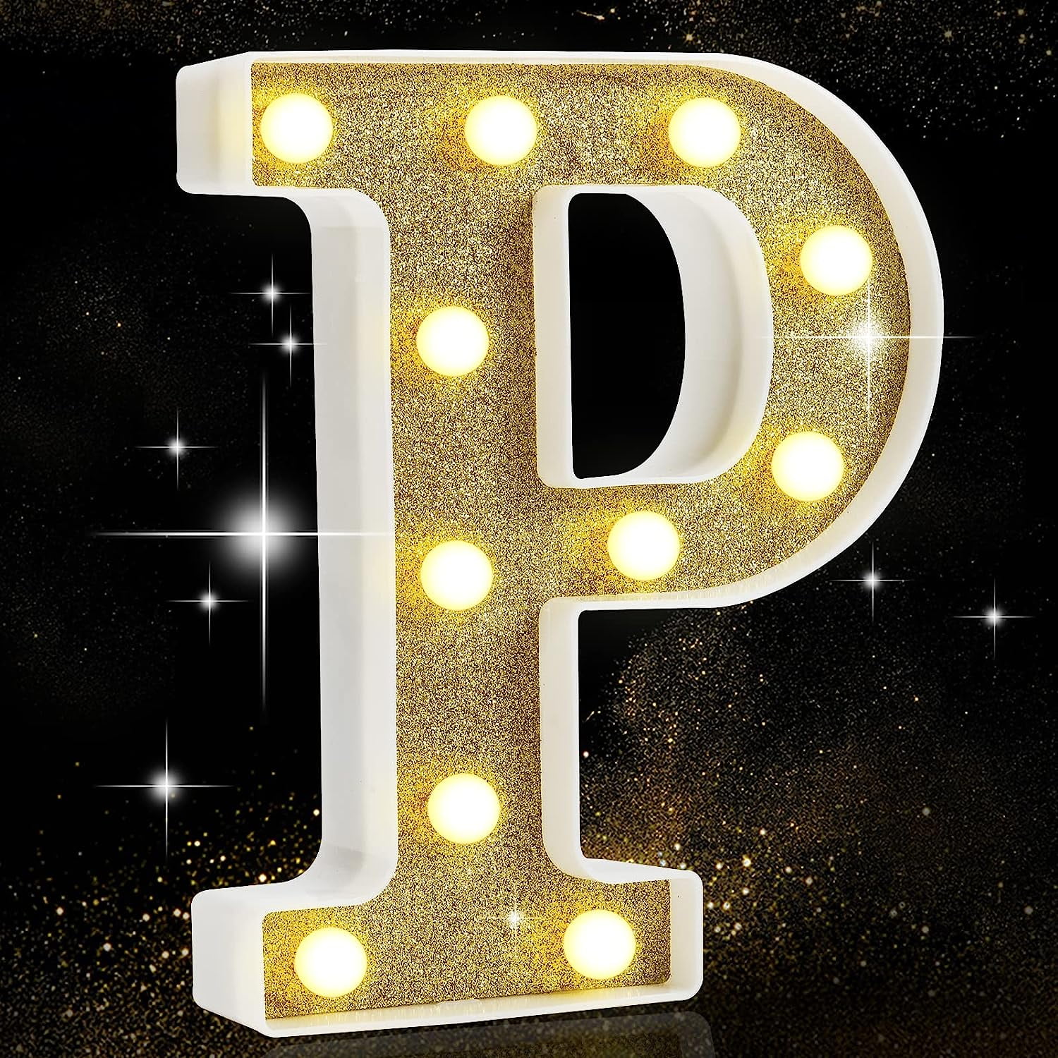 LED Marquee Letter Lights, Light Up Golden Letters Glitter Alphabet ...