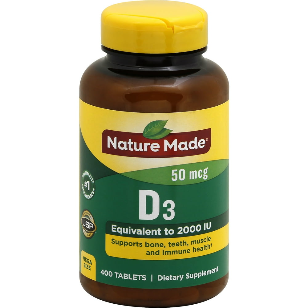 NATURE MADE D3, 50 mcg, Tablets, Mega Size, 400.0 CT - Walmart.com ...