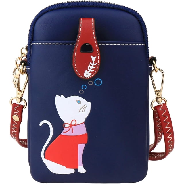 Small Crossbody Phone Bag for Women Leather Cute Cat Cellphone Purse ...