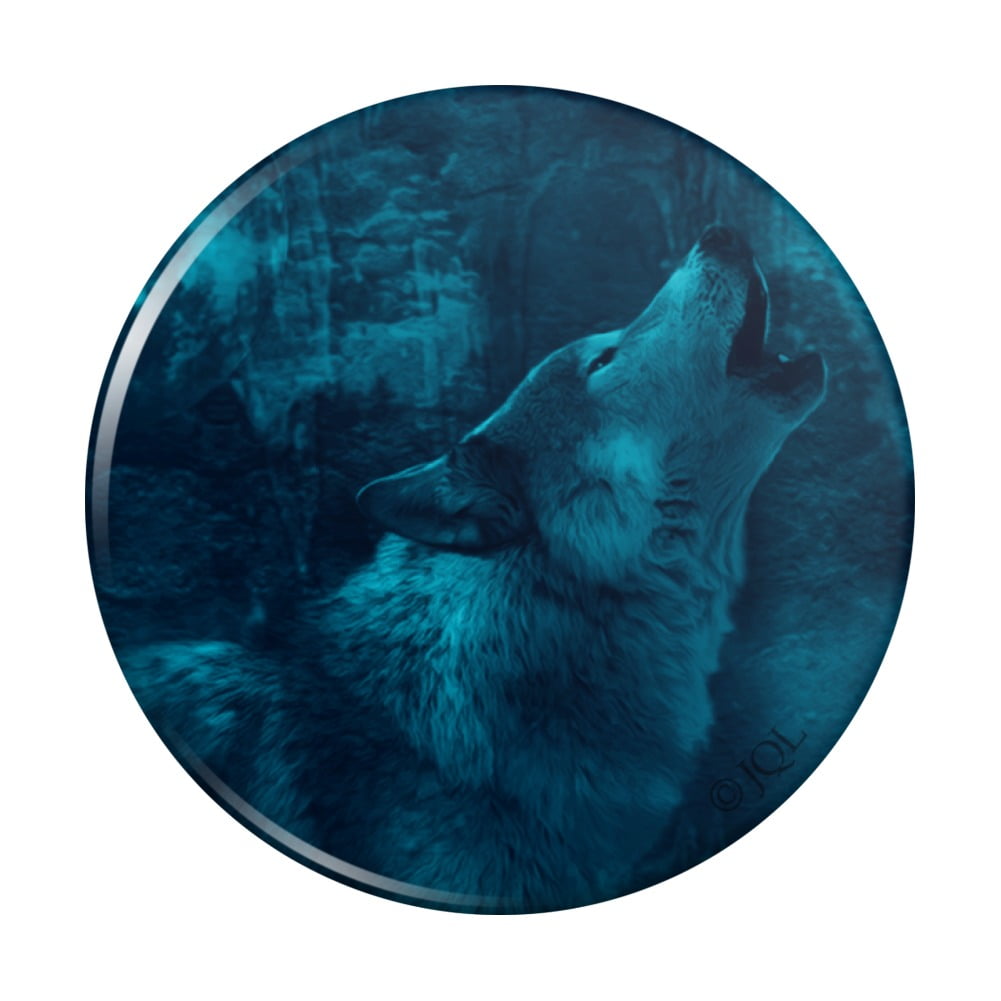 Wolf Howl Howling Blue Moon Wolves Kitchen Refrigerator Locker Button ...