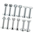 12Pcs 16G Stainless Steel Stud Ears Lip Labret Piercing Barbell Studs ...