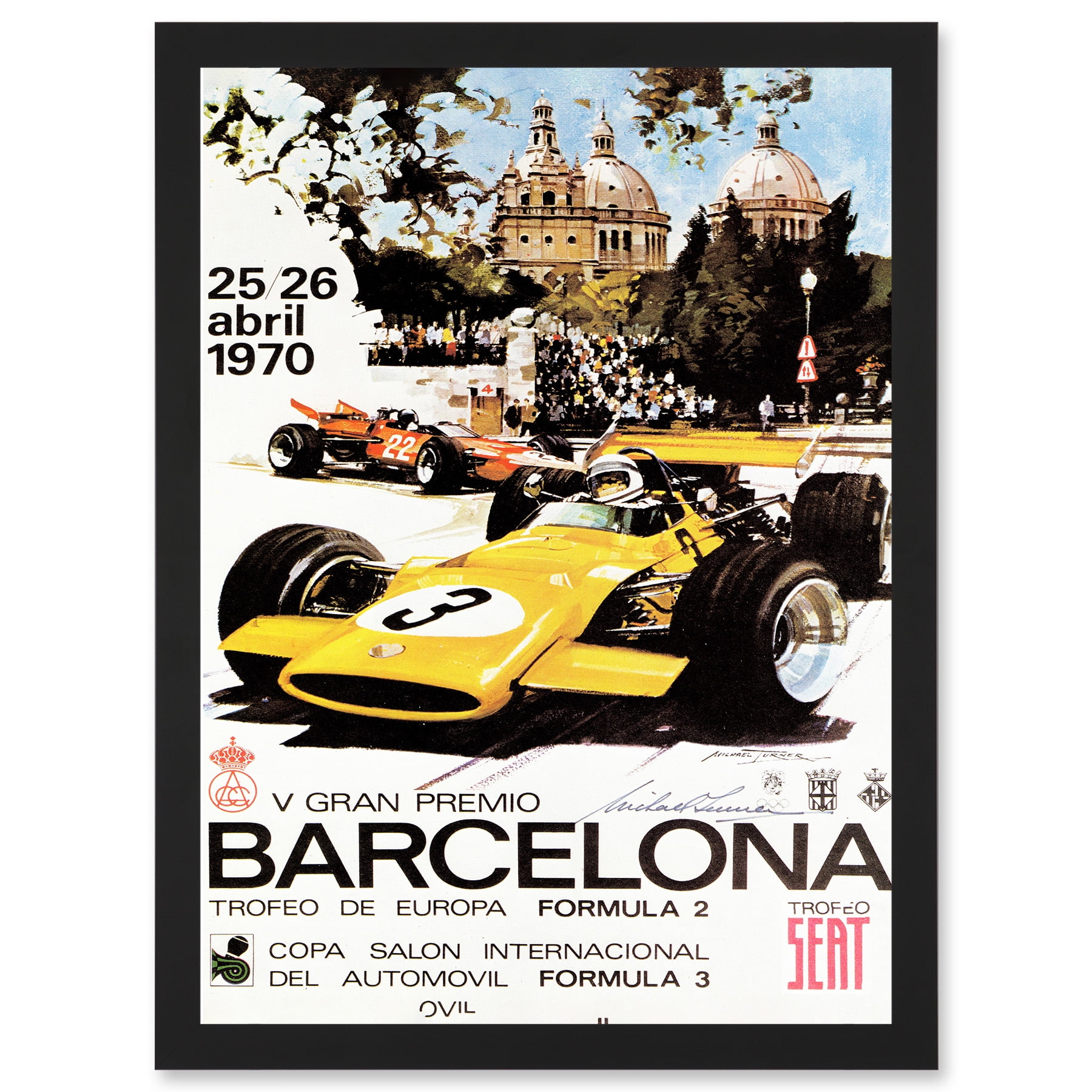 Sport Advert Motor Race Barcelona Spain Formula Gran Premio A4 Artwork ...