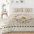 Bee Twin Duvet Cover Set, Insects Yellow Floral Wreath Pastoral Linen ...