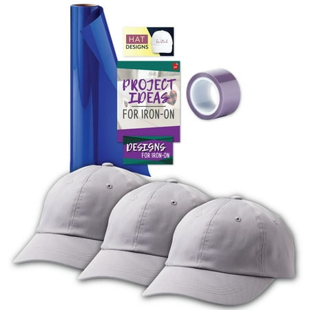 3 Cricut Baseball Hat Blanks and Cricut Everyday Iron-On Bundle Gray ...