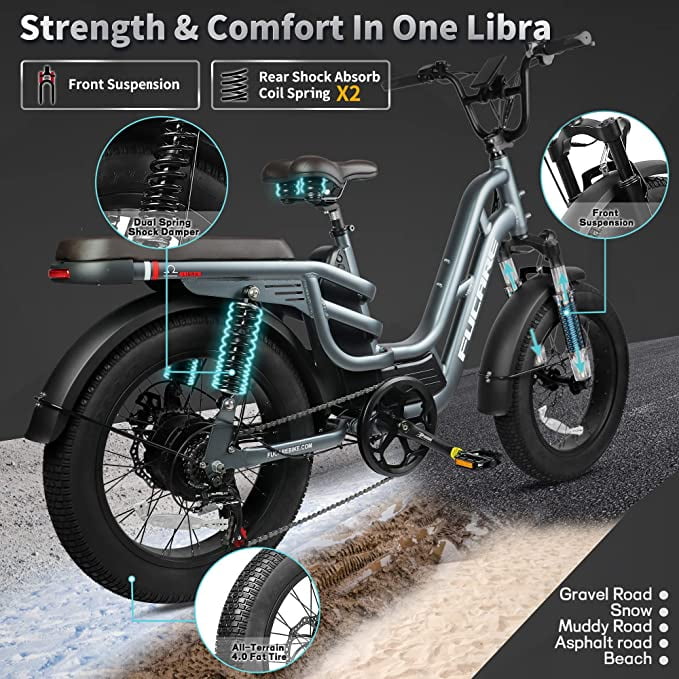 Buy Fucare Electric Bike 750W Cruiser Bicycle with 32Mph 48V 20Ah ...