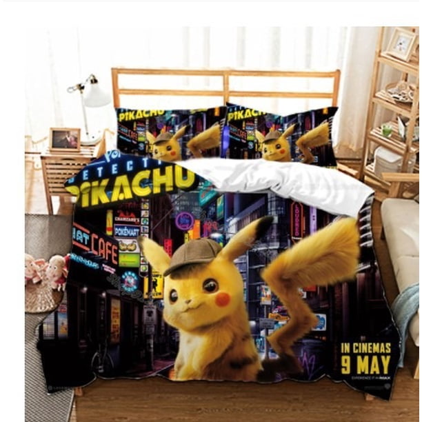 Pokémon Duvet Cover Cute Cartoon Pikachu Kids Duvet Cover Lightweight ...
