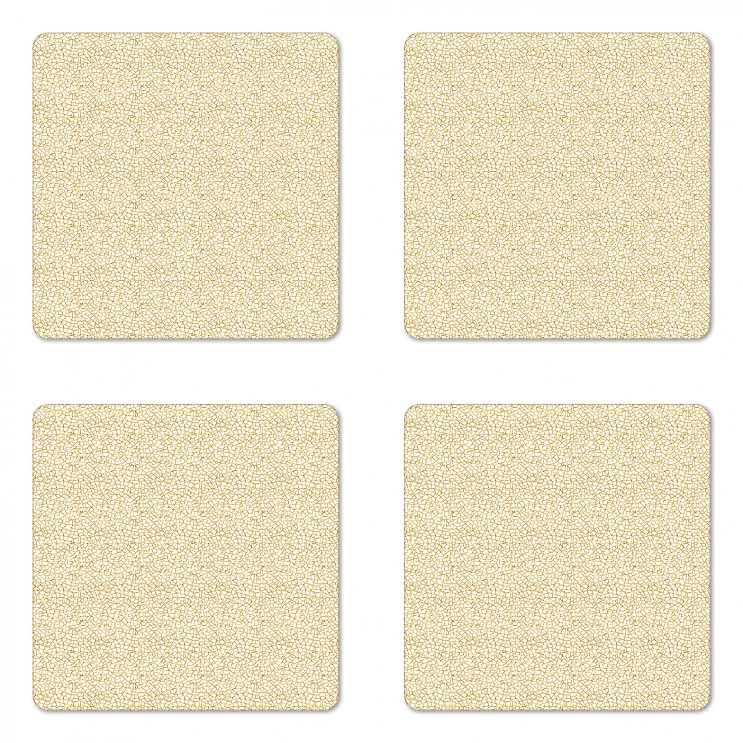 Abstract Coaster Set of 4, Yellow Golden Tone Geometric Pieces ...
