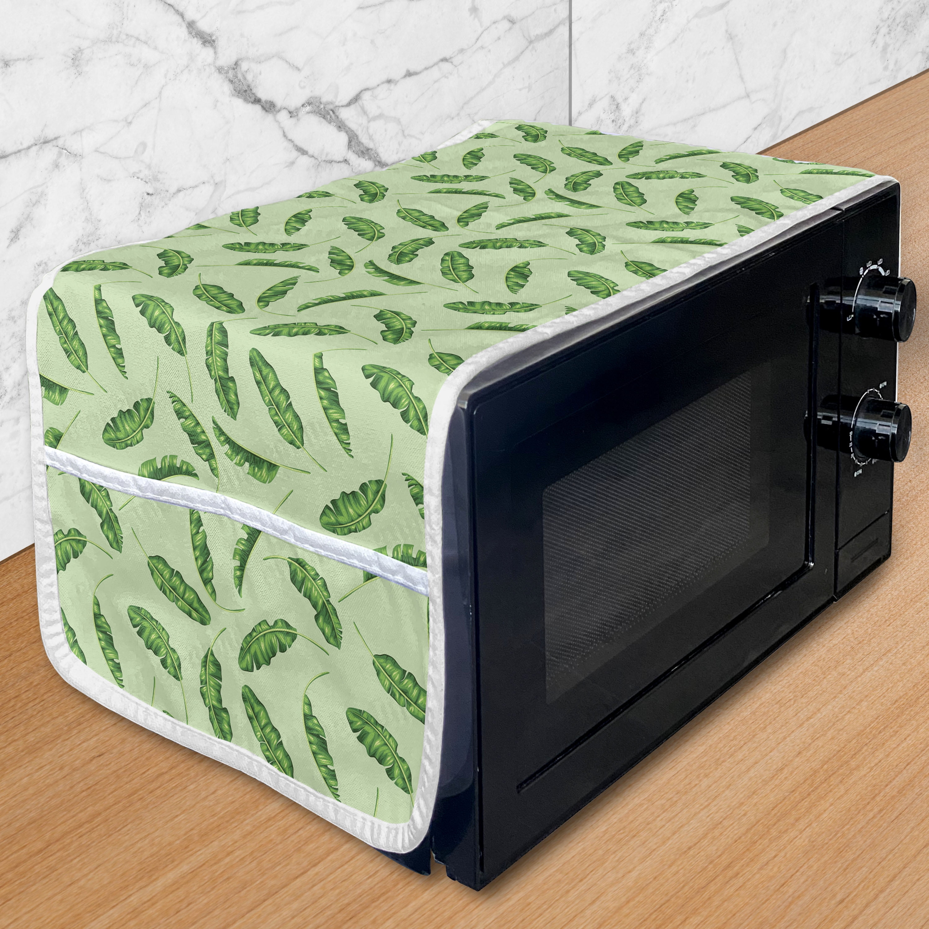 Jungle Microwave Oven Cover, Palm Leaves Oceanic Climate Theme Florets ...