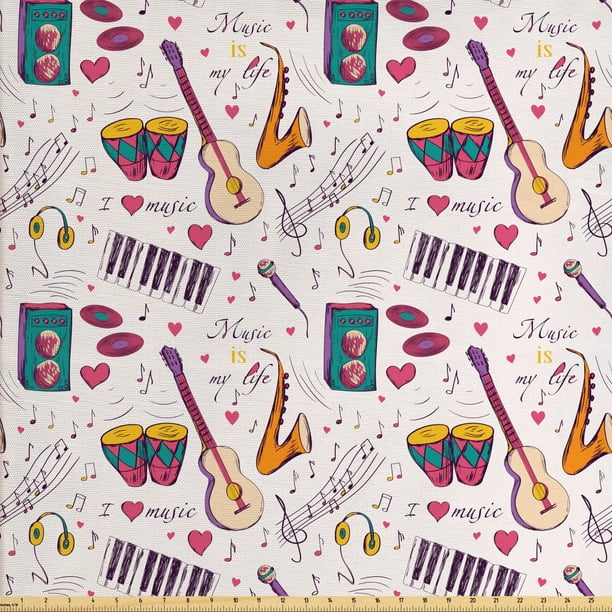 Music Fabric by The Yard, Instruments Drums Speakers Keyboard ...