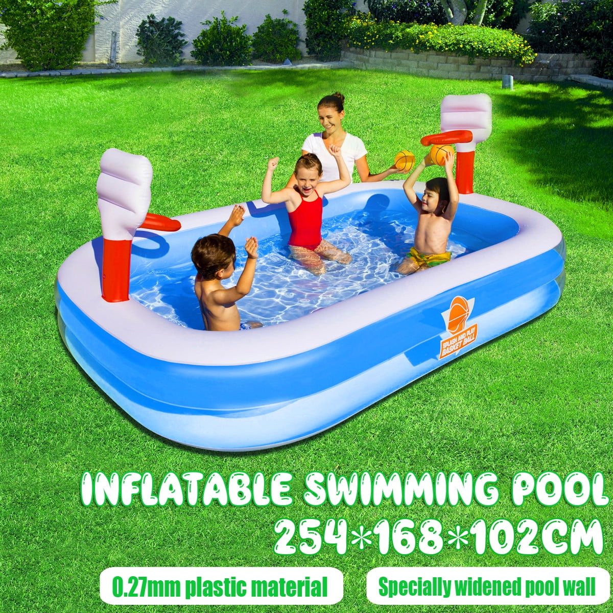 Inflatable Swimming Pools, Outdoor Garden Lawn Ground Basketball Pool ...