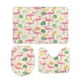 Flamingo Pattern 3 Piece Bath Rugs Mat Set, Flannel Mats, Machine ...