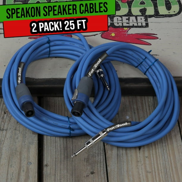 Speakon to ¼ Speaker Cables 25ft Cords -FAT TOAD 12GA Wire DJ Audio ...