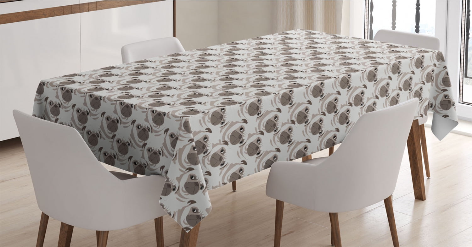 Pug Tablecloth, Rhythmic Dog Attitude Surprised Face Pet Meme Style ...