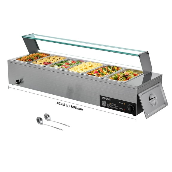 Commercial Food Warmer, 1500W Electric Stainless Steel Steam Food ...