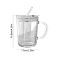 350ml Glass Water Cup With Lid Straw Portable Beverage Mug Lead Free ...
