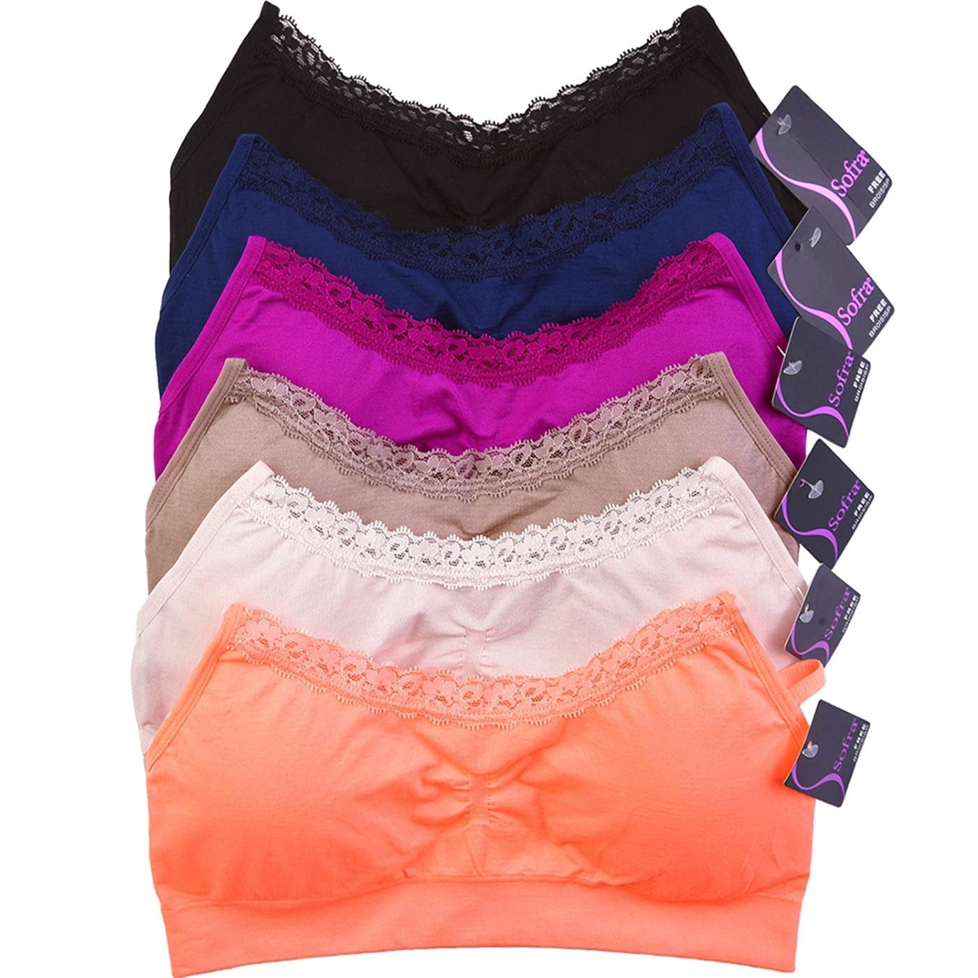 DailyWear Womens Sports Bra 6 Pack Various Style - One Size, Plus Size ...
