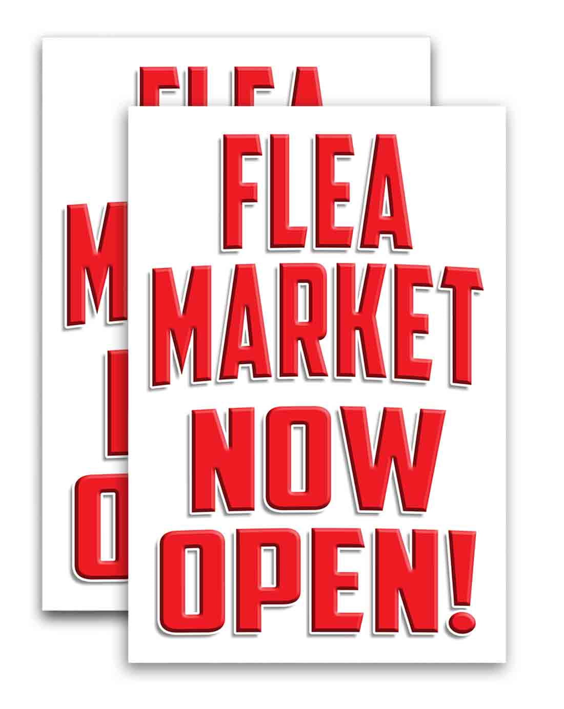 Flea Market Now Open Rd (24" X 36") Vinyl Decal Only (Pack of 2) |Sign ...