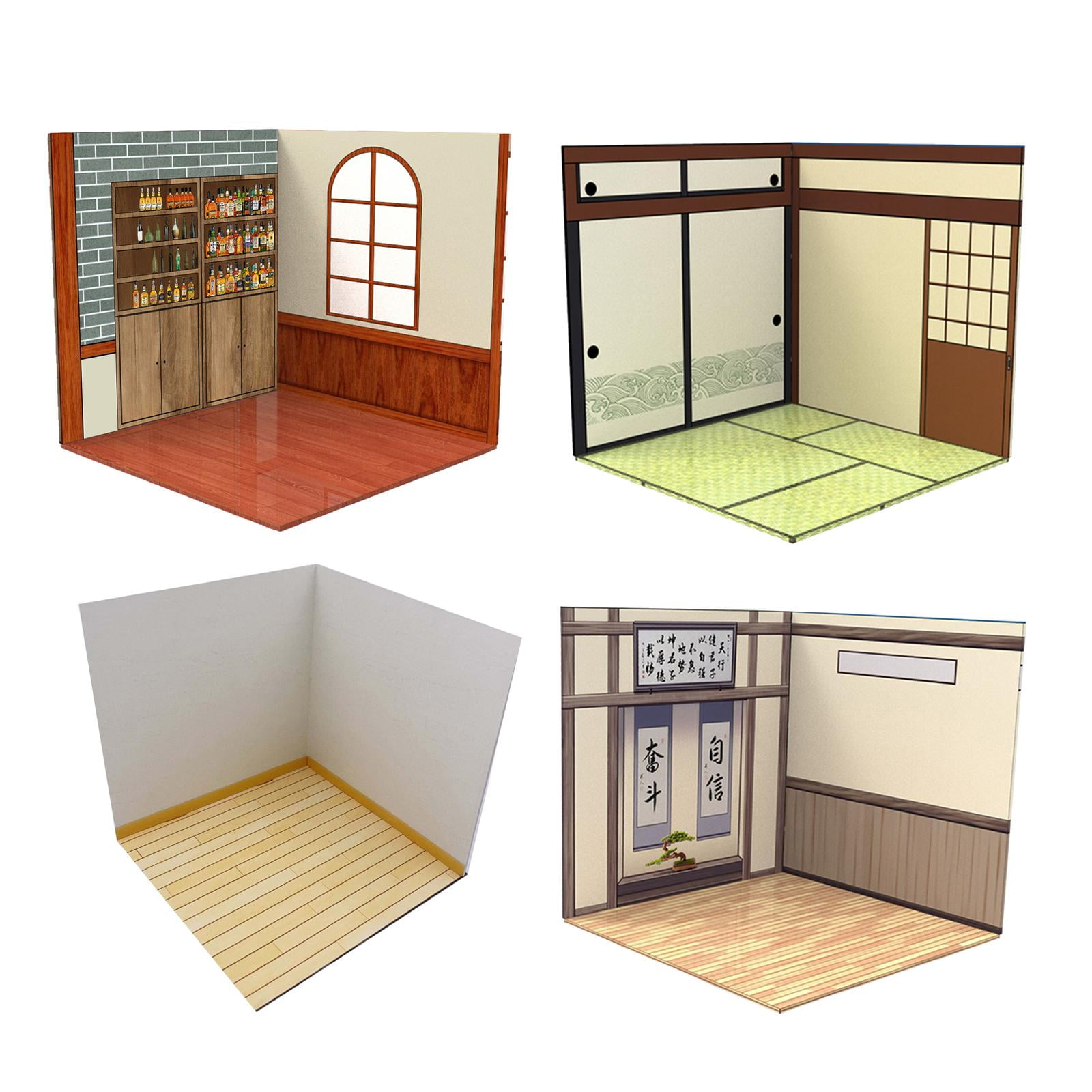 4pieces 1/12 Model Display Backdrop Diorama Layout Storage Background ...